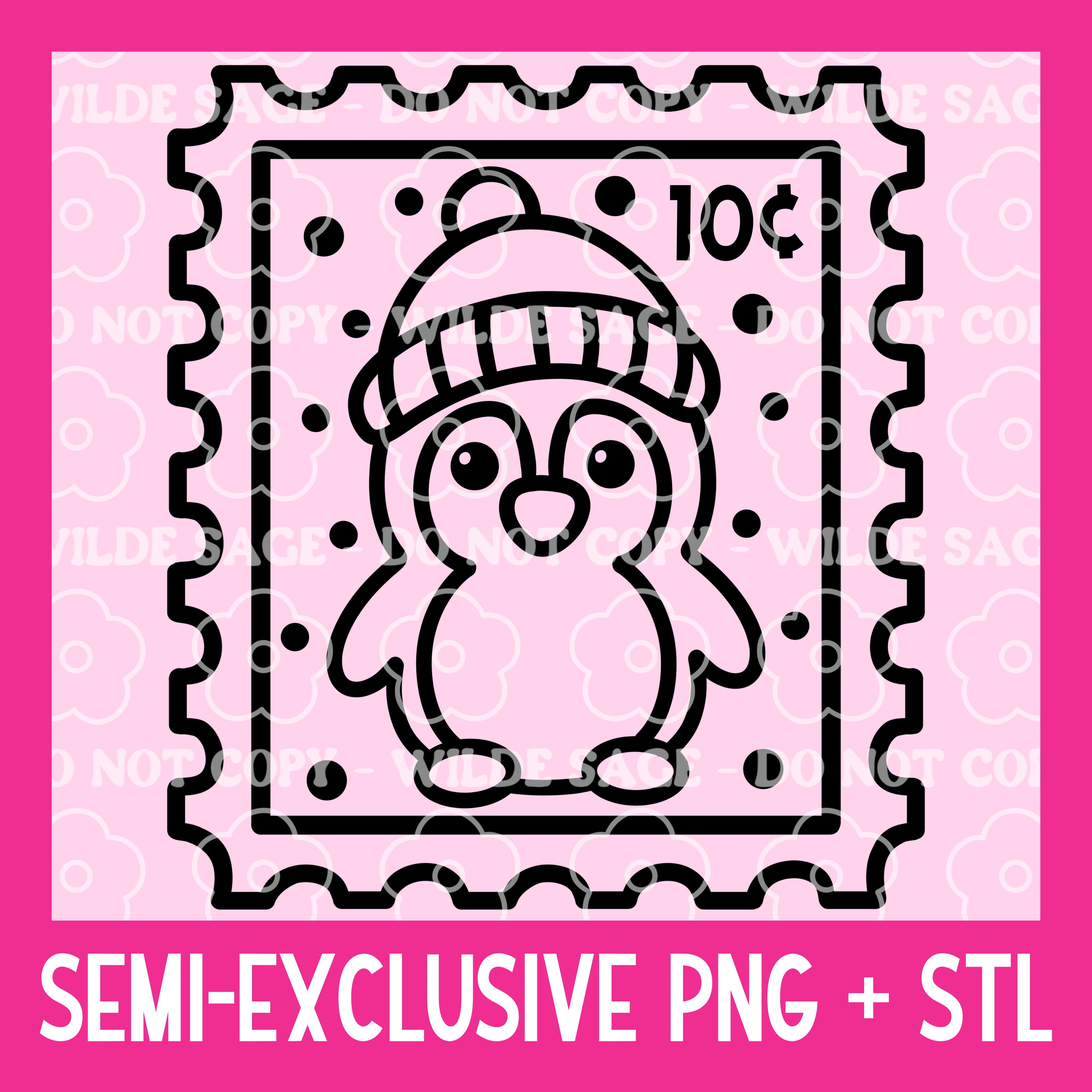Rectangle Penguin Stamp Freshie PNG and STL – Wilde Sage Supply Co